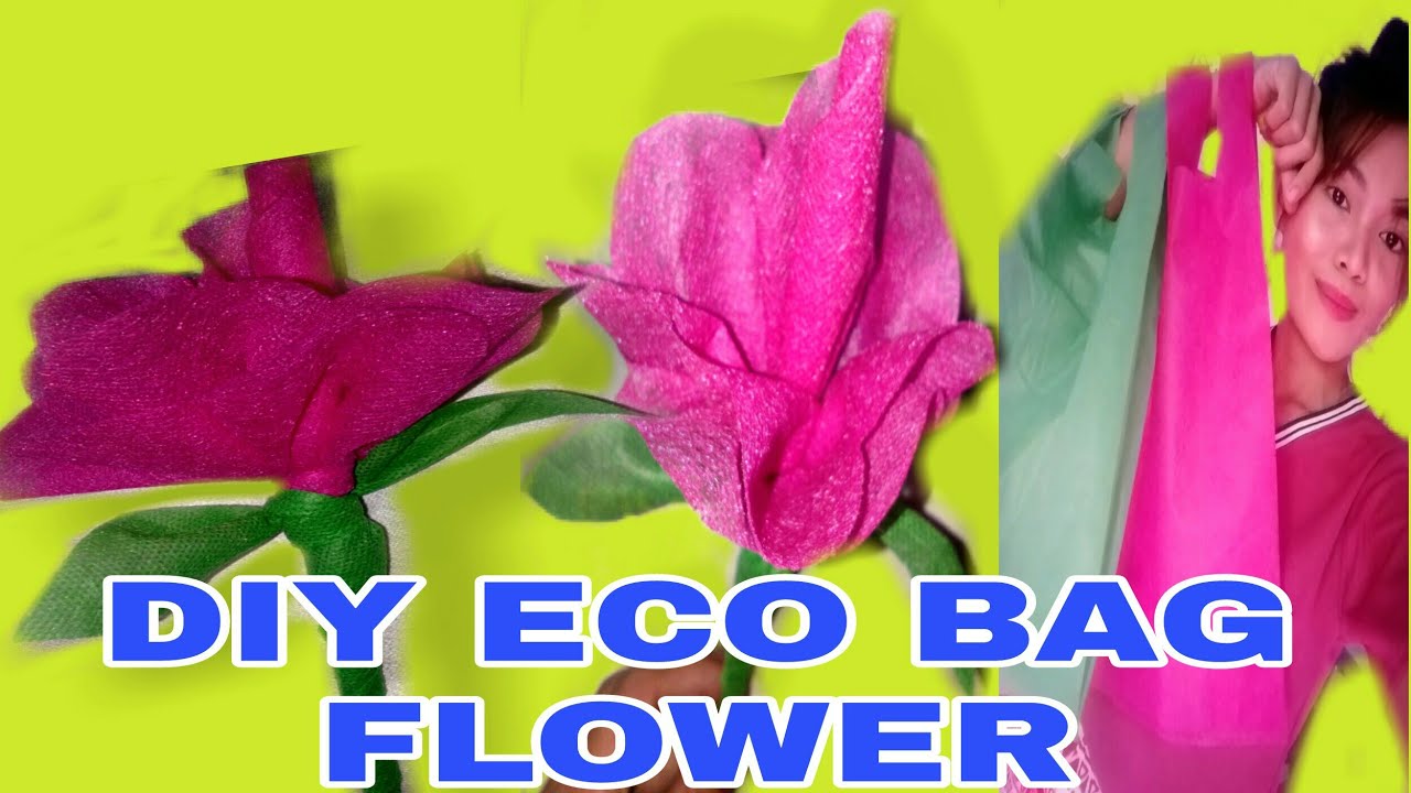 DIY Eco bag flower I flower handmade using eco bag - YouTube