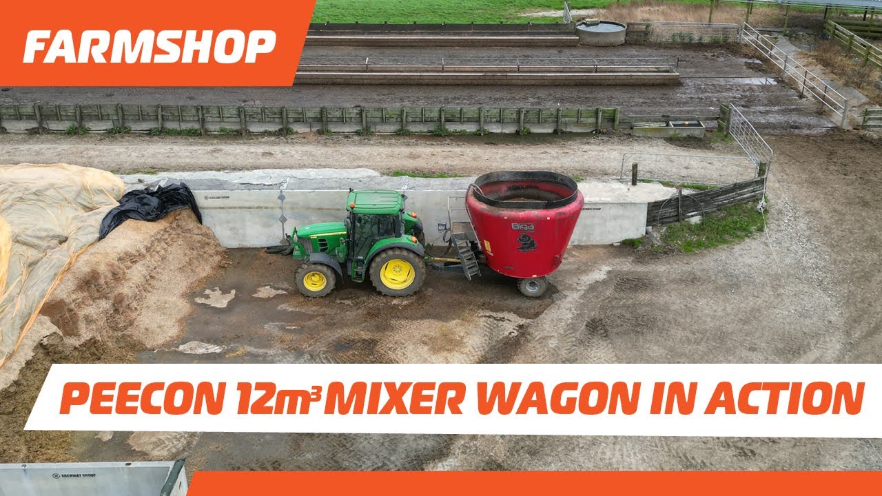 Peecon 12m3 Mixer Wagon feeding out mixing maize, PK, and molasses ...