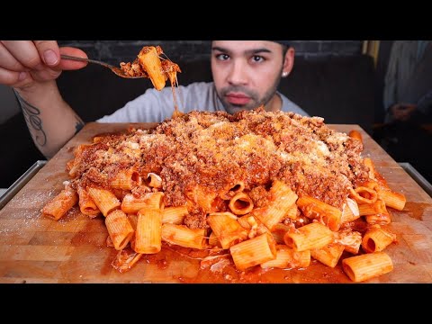 ASMR | RIGATONI PASTA WITH 4 CHEESE MEAT SAUCE | MUKBANG 