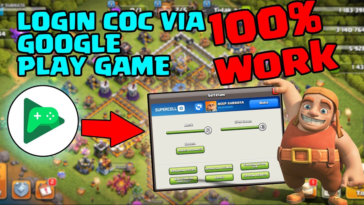 CARA LOGIN COC VIA GOOGLEPLAY DENGAN MUDAH - YouTube