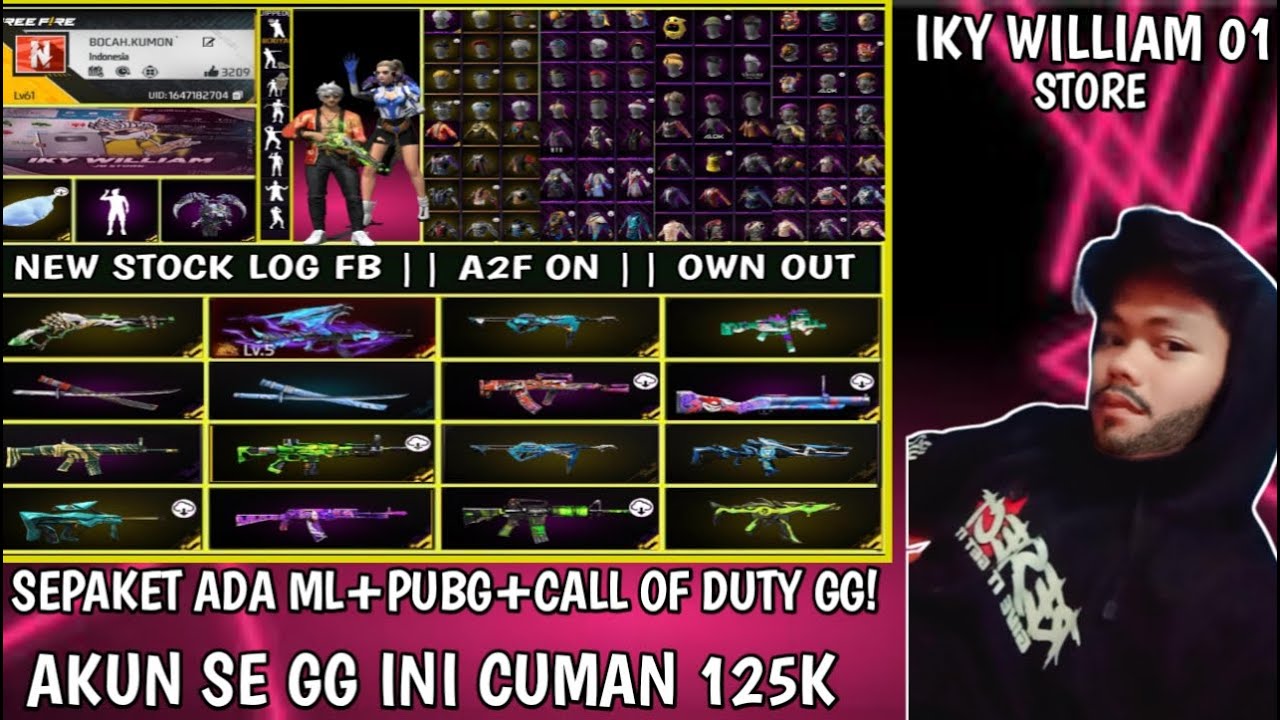 AKUN FF SULTAN BER SG SEPAKET SAMA AKUN ML,PUBG,COD CUMAN 125K SAJA ...