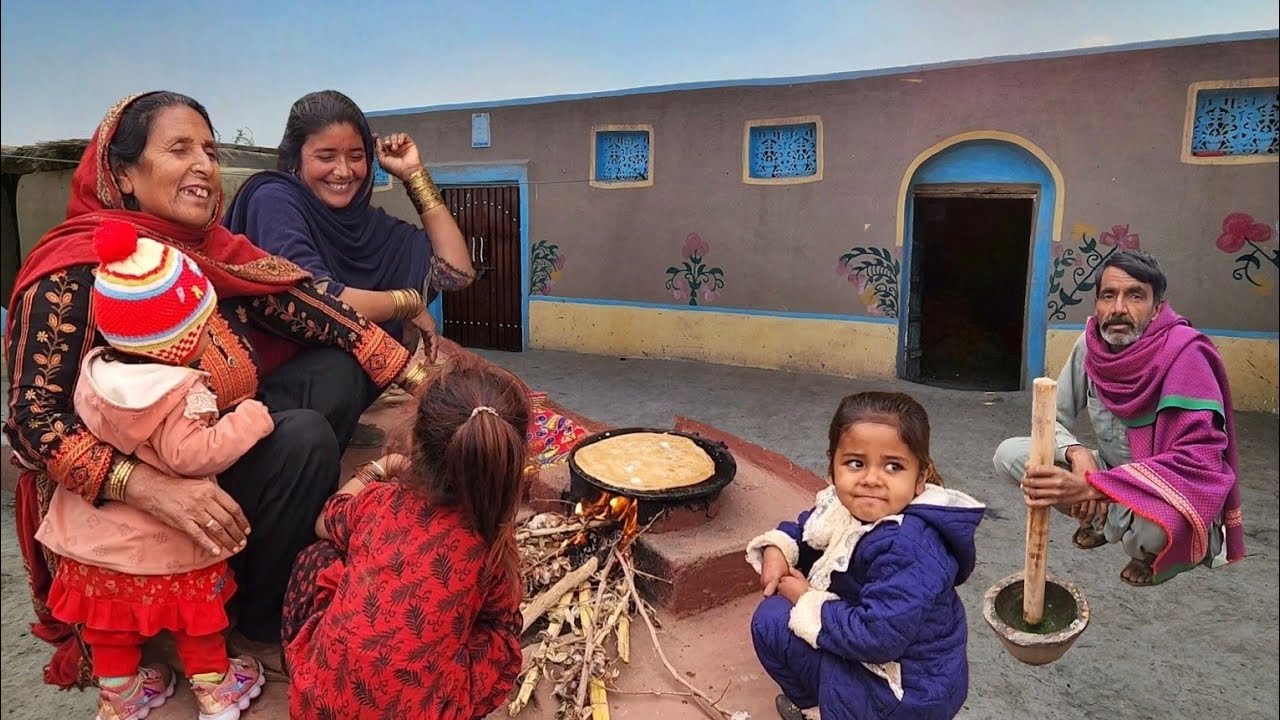 Traditional Village Breakfast Cooking on Wood Fire | Rural Punjab ...