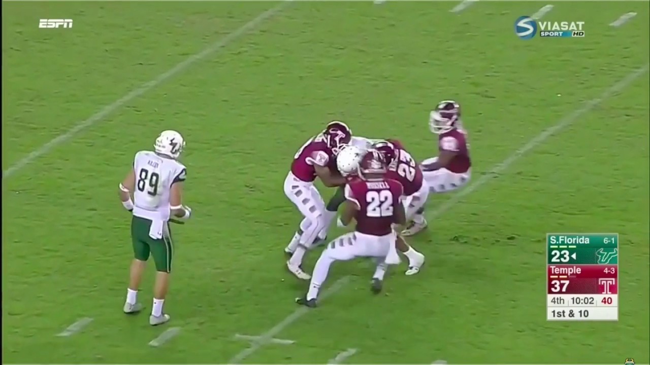 USF vs Temple Offensive Snaps 8th Game of Season - YouTube