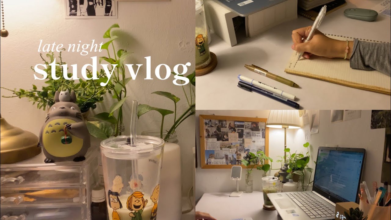 study vlog 📁: late night studying, compliting task, making matcha ...