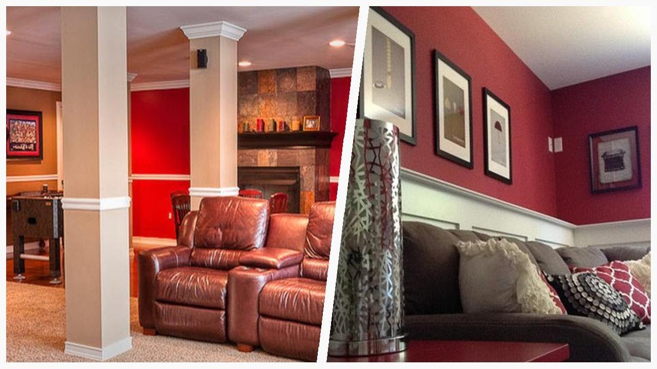 75 Look-out Basement With Red Walls Design Ideas You'll Love 🌈 - YouTube
