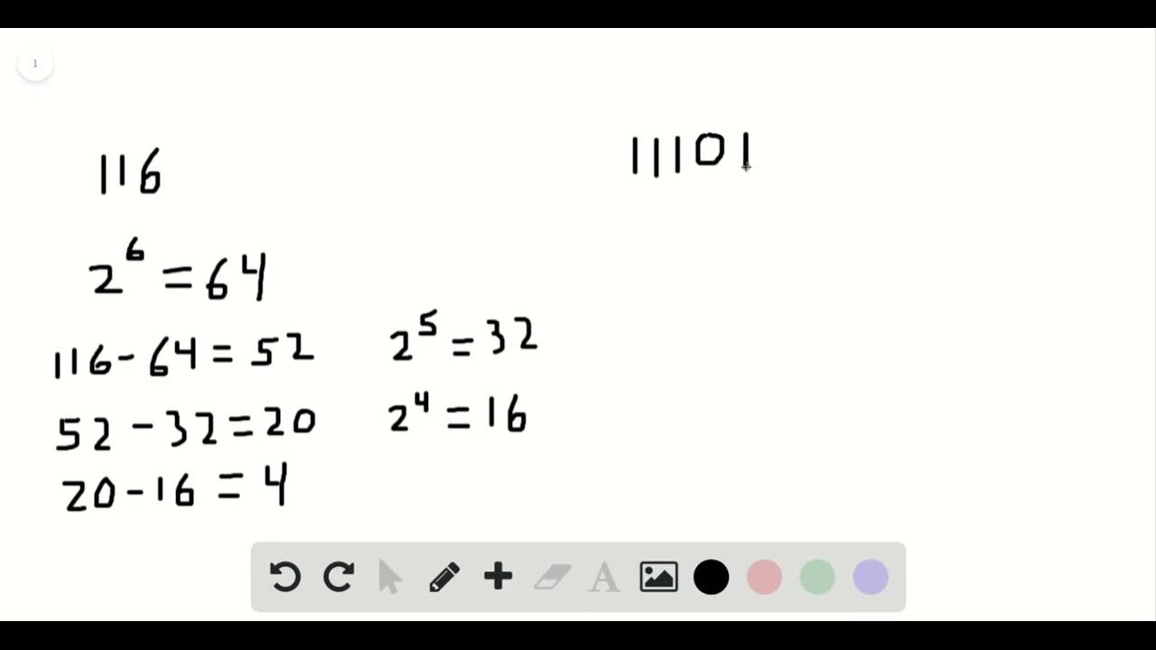 Write the decimal number 116 in binary - YouTube