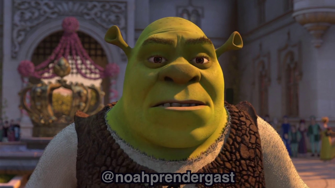 Shrek meet Fiona's parents but it's zoomed in & the camera's moving ...