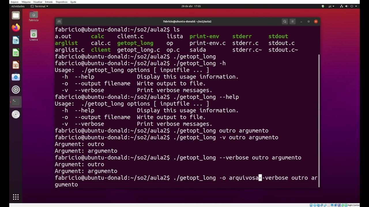 Getoptlongc Usando Getoptlong Para Fazer Análise Gramatical Das Opções No Linux Youtube