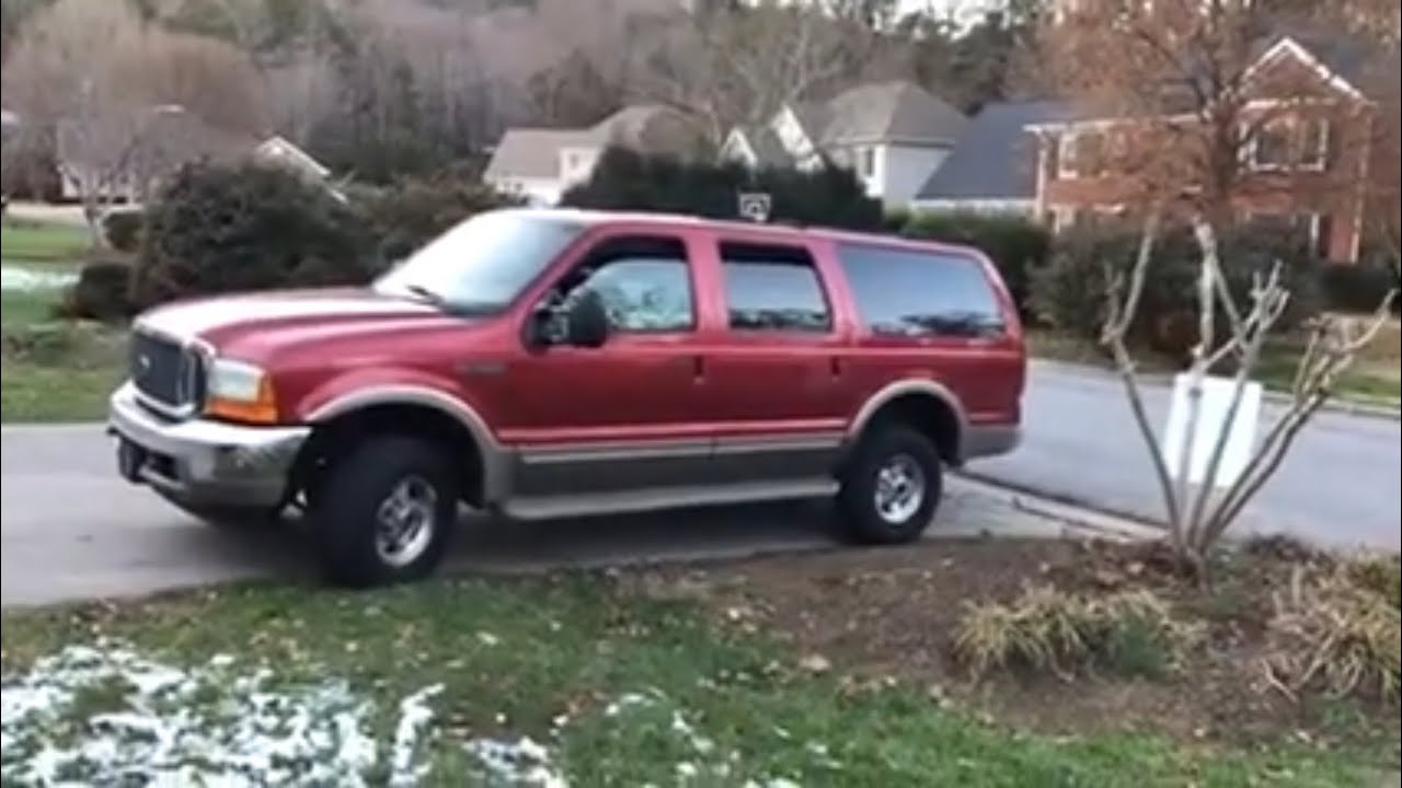 2000 Ford Excursion Limited 4x4 v10 pov test drive review rusty walk ...
