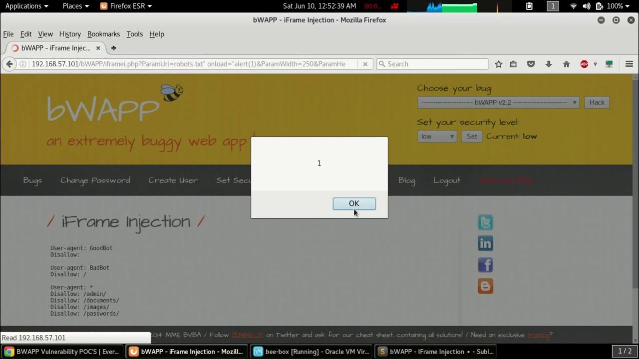 bWAPP - IFrame Injection - YouTube