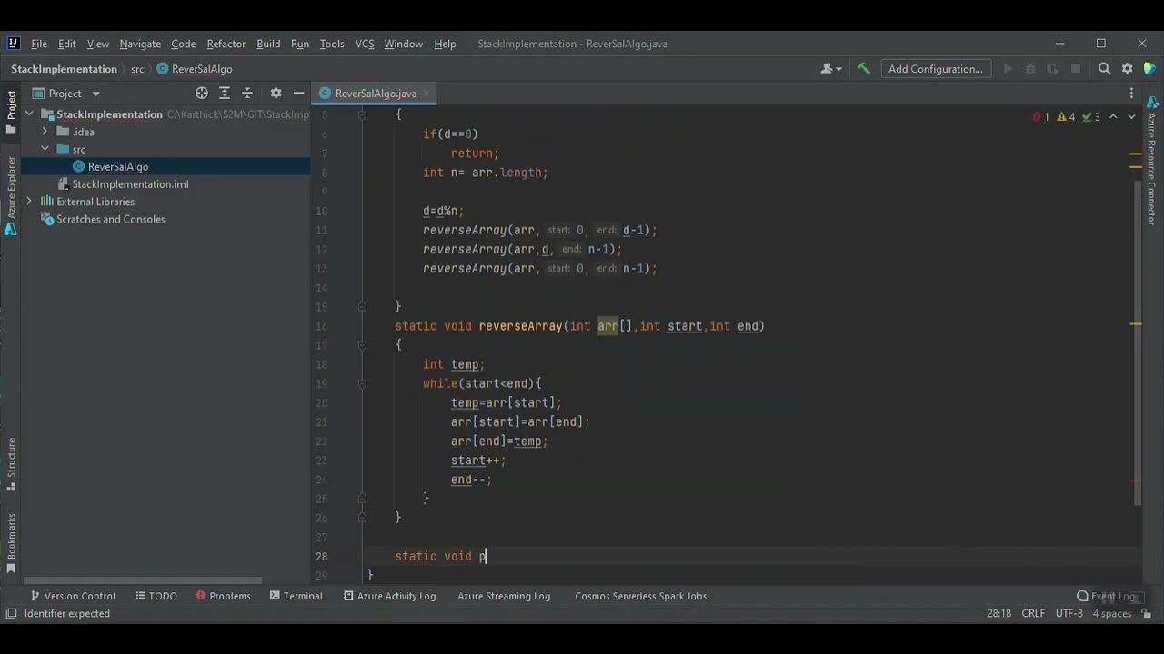 Reversal Algorithm For Array Rotation Youtube