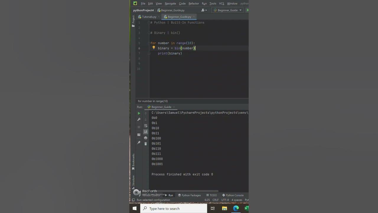 Python Binary Built In Function Pythonforbeginners Pythontutorial Pythonprogramming Python