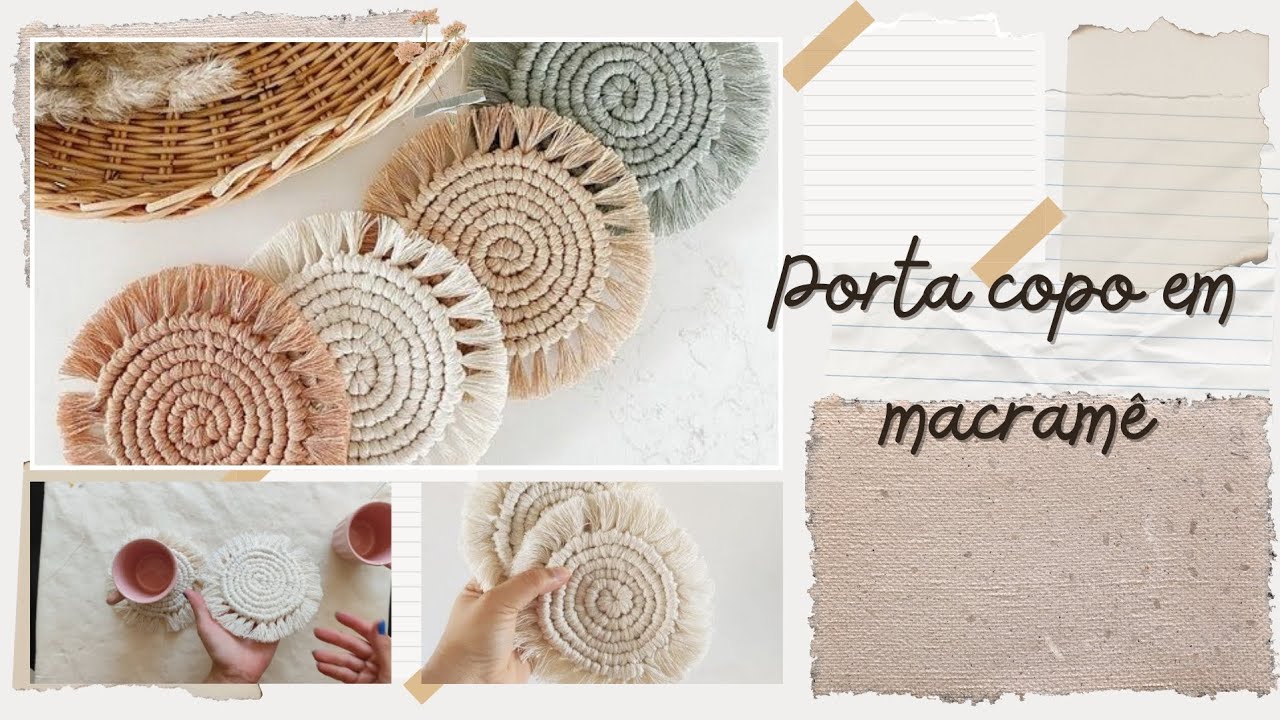 Porta copo circular em macramê - YouTube