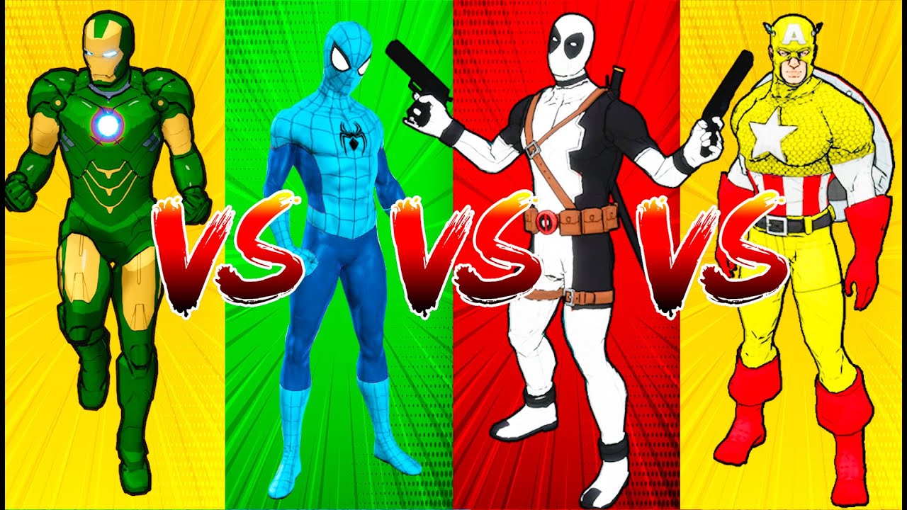 SUPERHERO COLOR DANCE CHALLENGE Green Iron Man vs Blue Spiderman vs ...