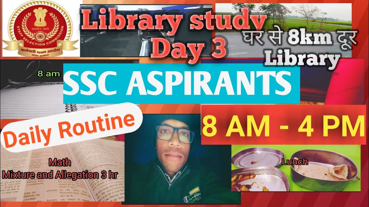 SSC Aspirant Library Study | Daily routine | ssc cgl | chsl,cpo, mts # ...