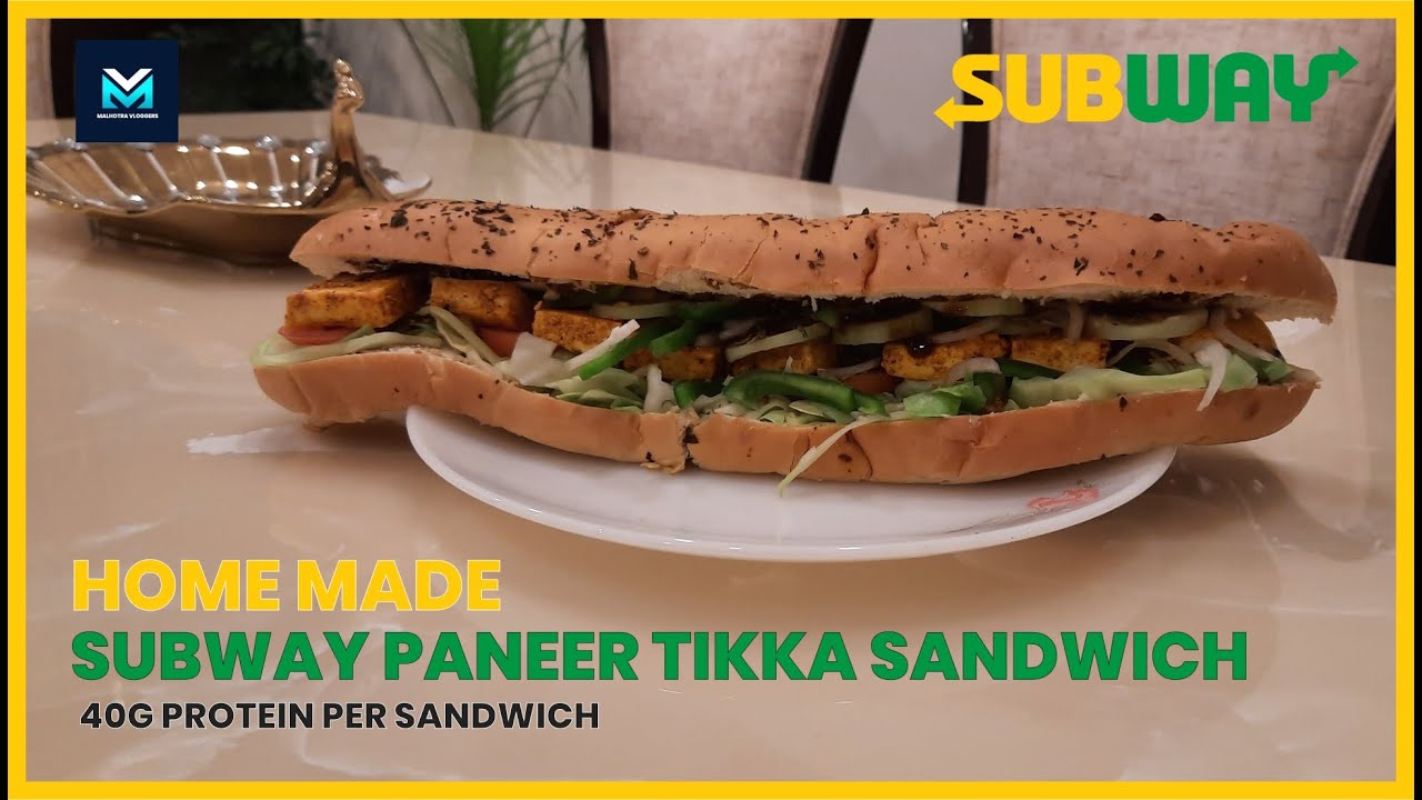 Home Made Subway Paneer Tikka Sandwich | Low Calories Sandwich. - YouTube
