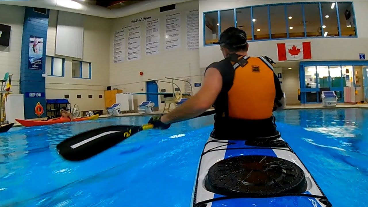 Kayak Pool Practice - First time wing paddle - YouTube