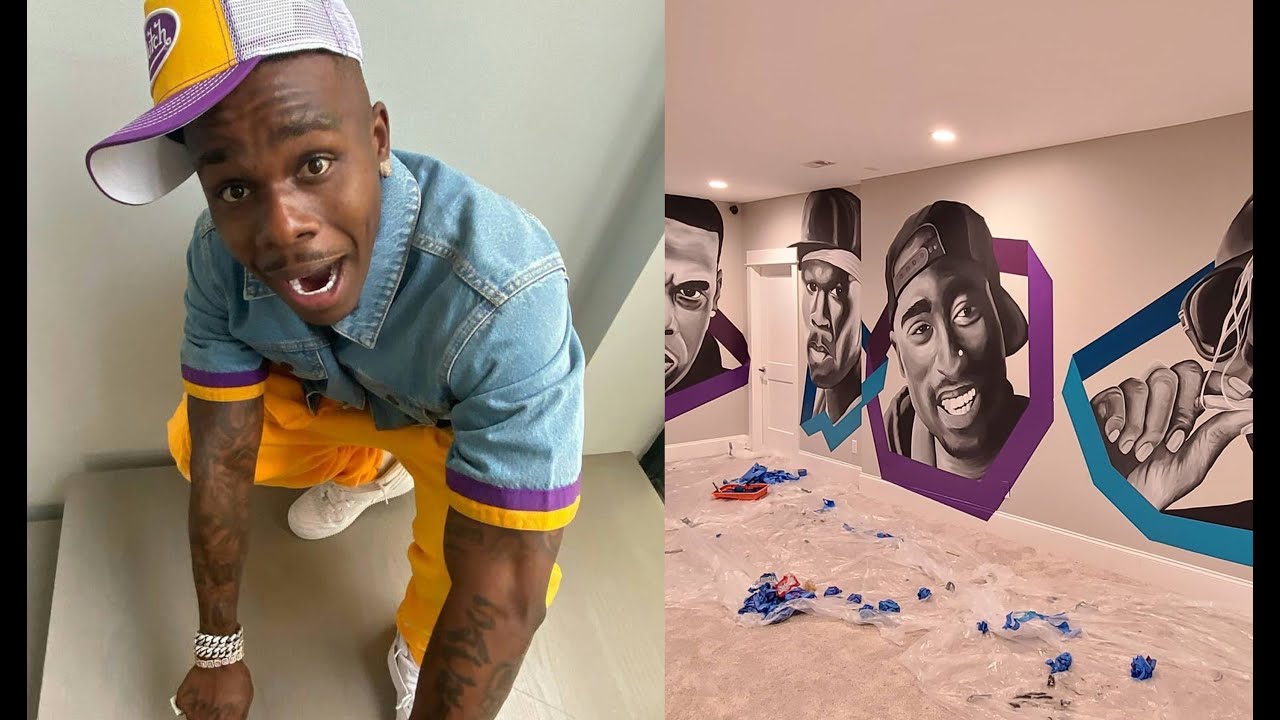 DaBaby Paints Murals Of All His Favorite Legends In His Studio - YouTube