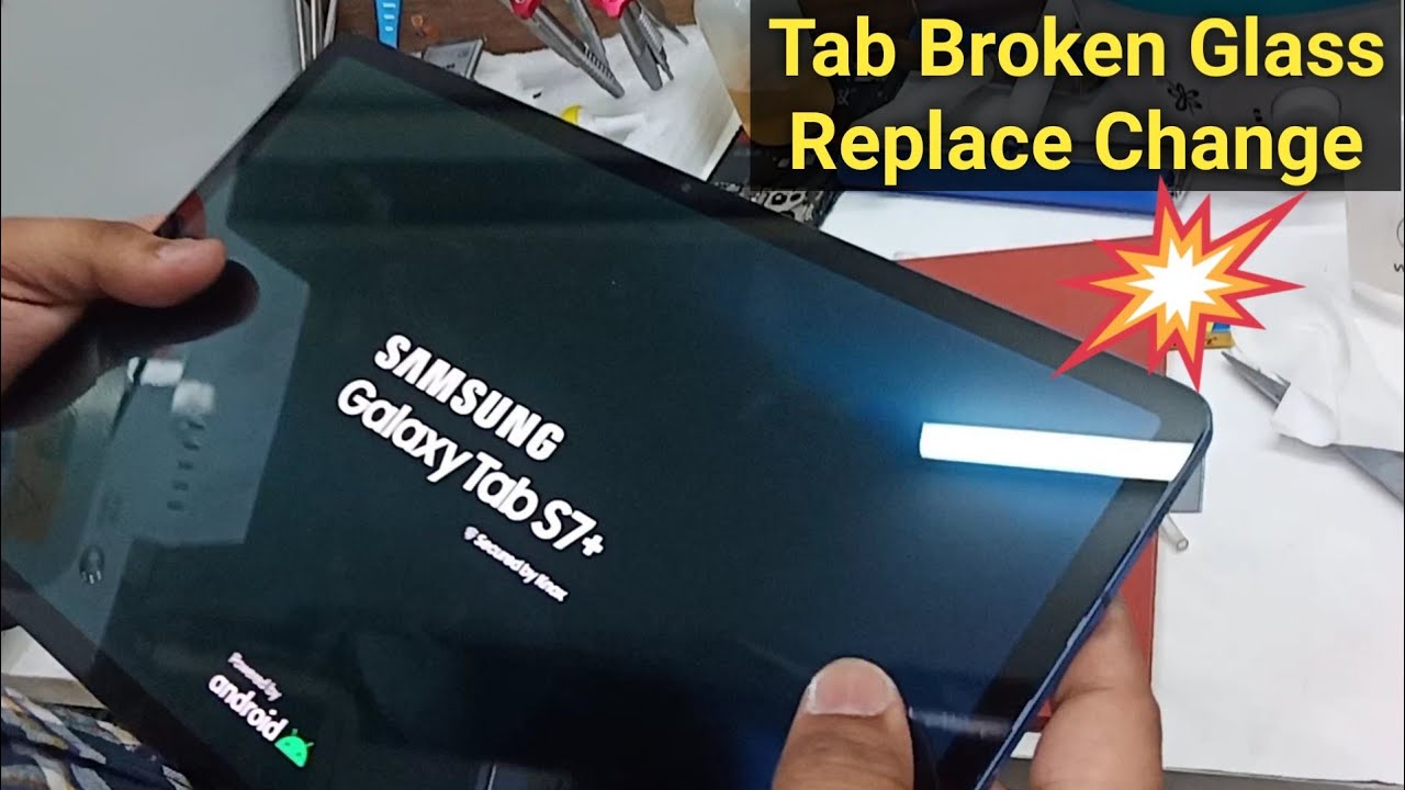 Samsung galaxy tab s7plus broken touch glass replacement change||how to ...