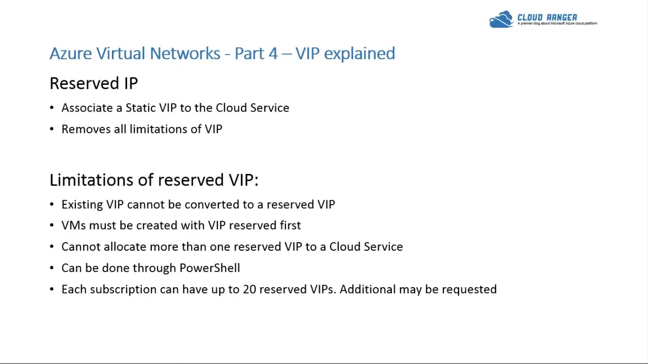 MICROSOFT AZURE TRAINING 10 – AZURE VIRTUAL NETWORKS – PART 4 – VIP ...