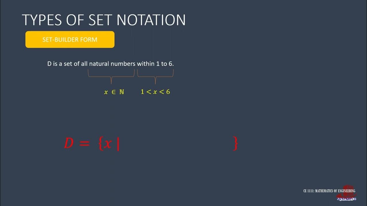 SET THEORY: TYPES OF SET NOTATIONS - YouTube
