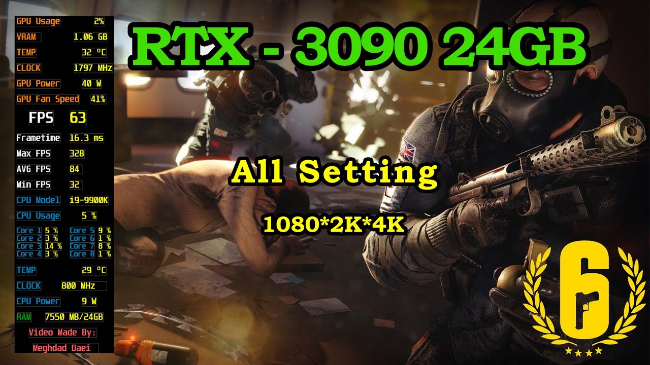 Rainbow Six Siege RTX 3090 24GB All Setting FPS & Gameplay & Benchmark ...