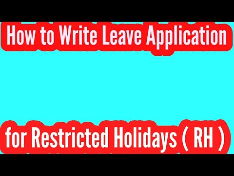 How to write Leave Application for Restricted Holidays (RH) प्रतिबंधित ...