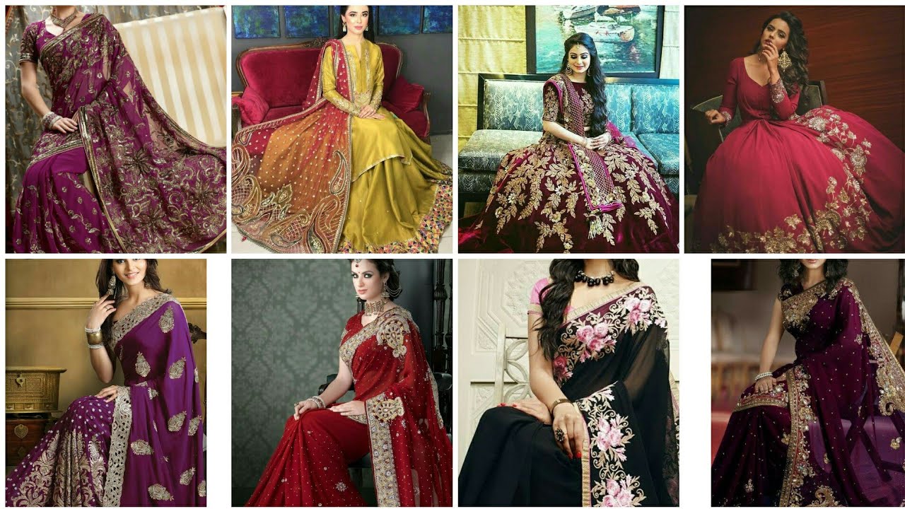 Hand embroidery sahri deasig ideas collection - YouTube