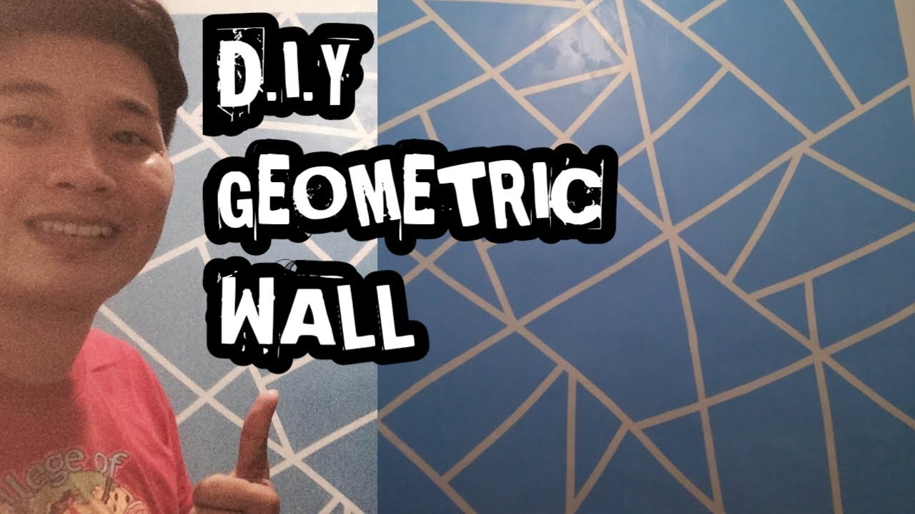 How to Make A Geometric Wall I DIY I SkyBlue and White - YouTube
