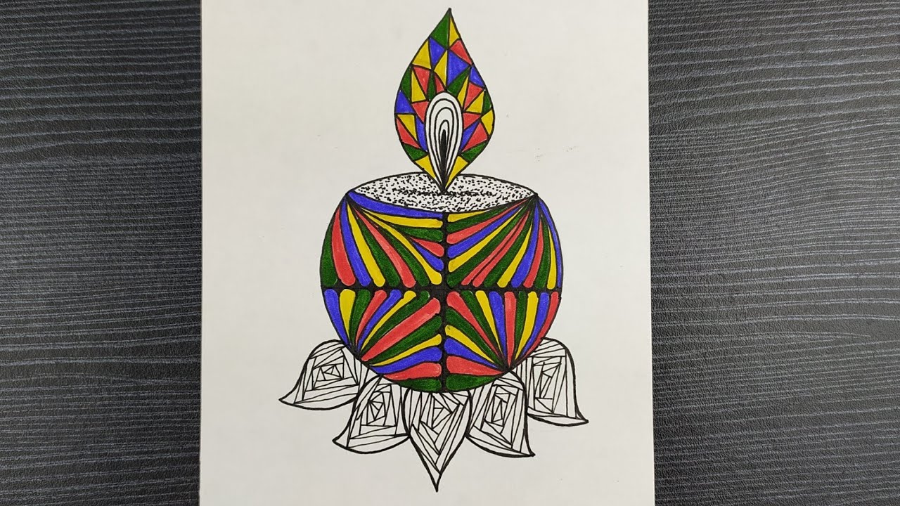 Diya Doodle Art For Diwali || How To Draw Diya Doodle Drawing || Diwali ...
