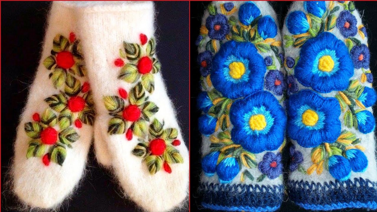 Stylish Designer Hand Made Embroidered Gloves Design - YouTube