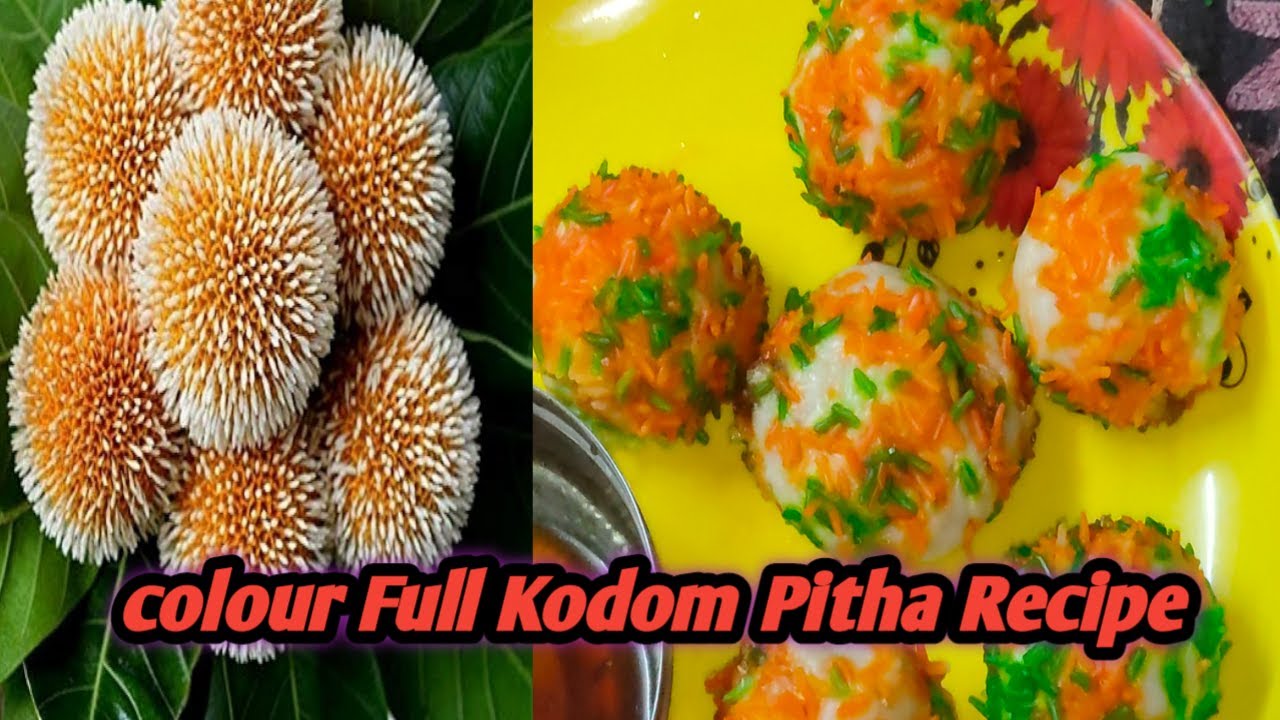 Colour full Kodom Pitha Recipe ।। unique Kodom Puli pitha recipe ...