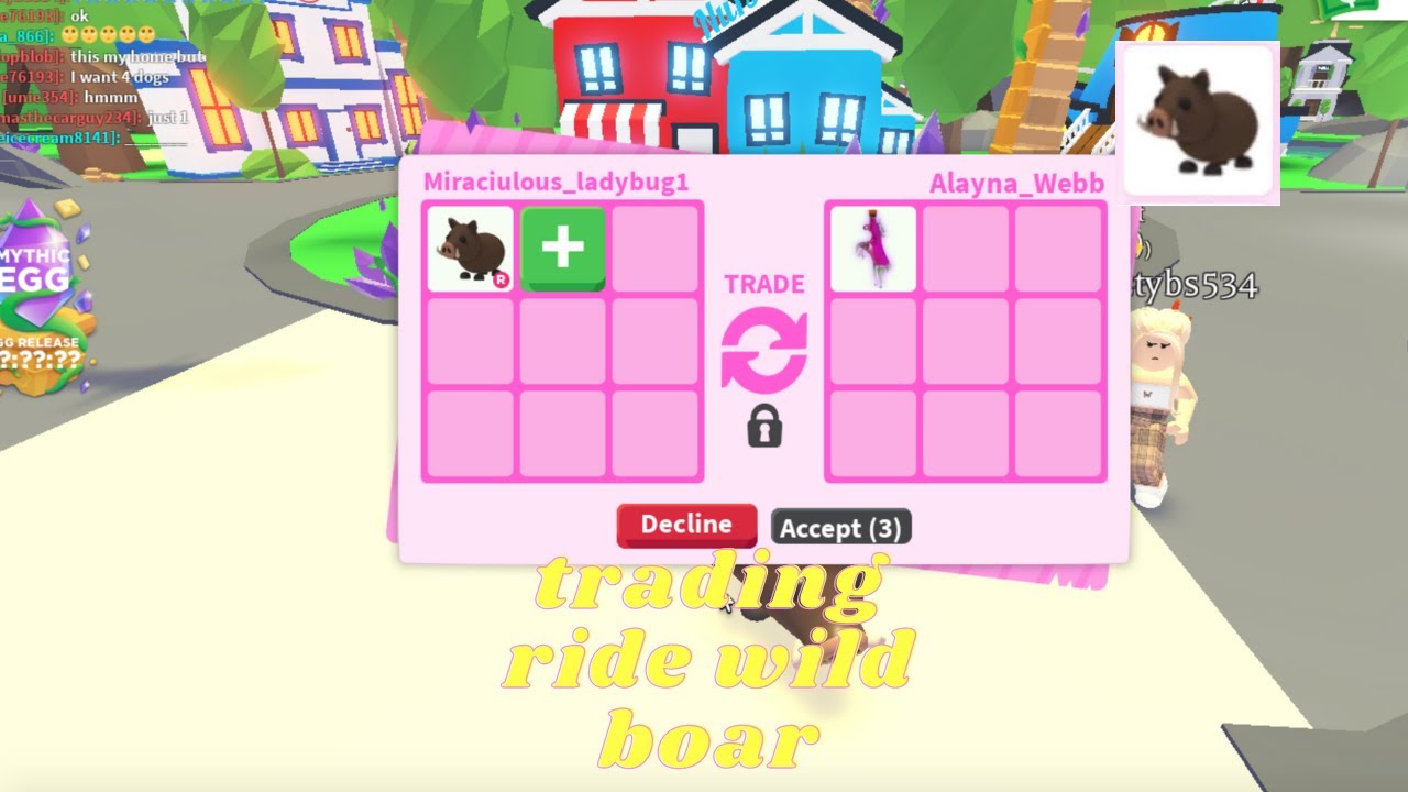 TRADING RIDE WILD BOAR IN ADOPT ME (ROBLOX ADOPT ME ) - YouTube