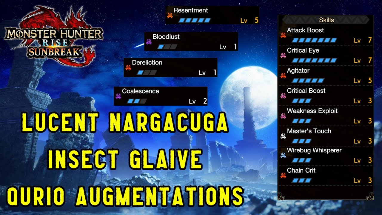 MHRise Sunbreak - Two SETS/BUILDS for Lucent Nargacuga Insect Glaive ...