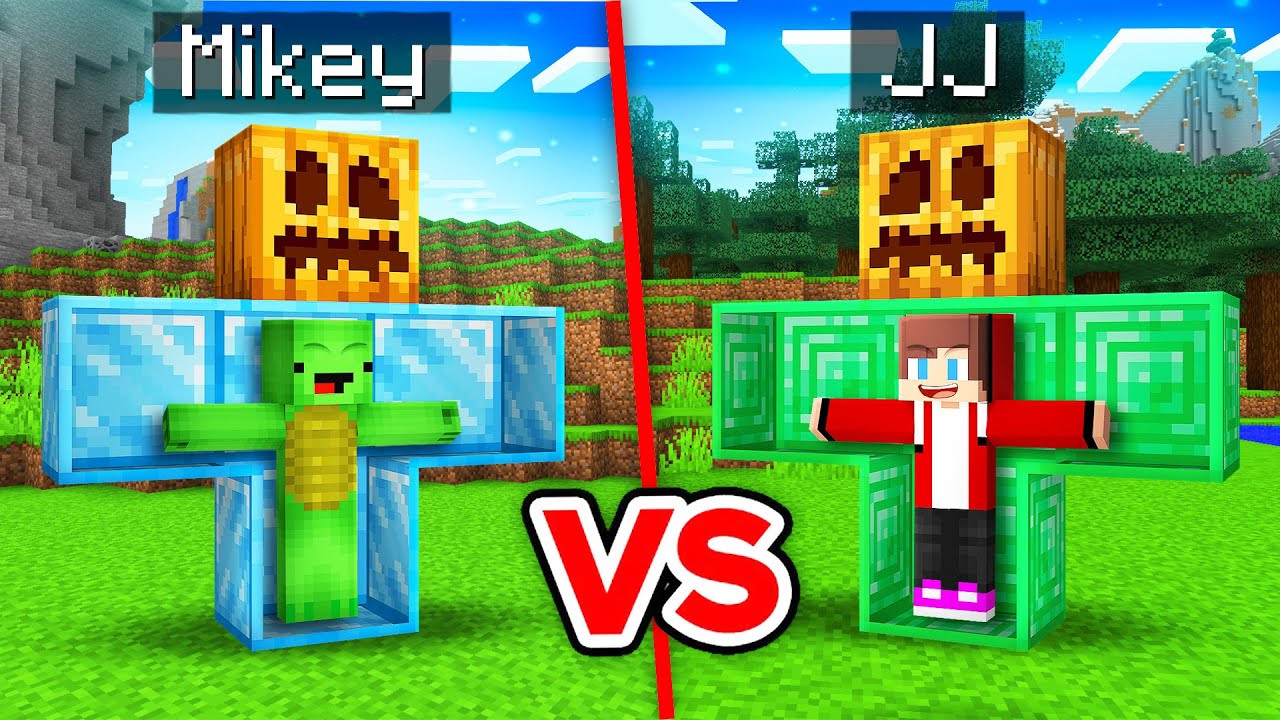 JJ and Mikey Diamond vs Emerald GOLEM Survive Battle in Minecraft - Maizen - YouTube