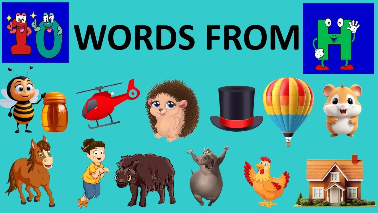 Learn H for 10 words For kids/Preschool Learning videos of Alphabets ...