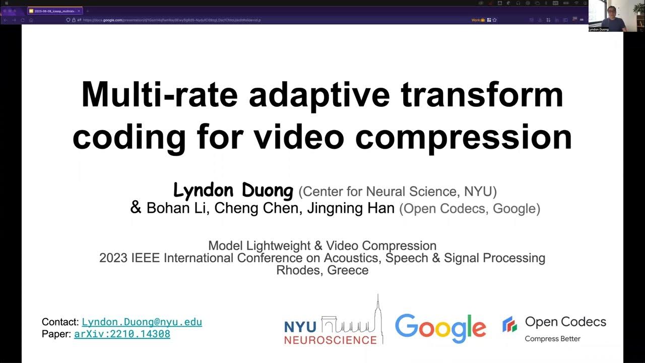 Multi-rate adaptive transform coding for video compression - Lyndon Duong (ICASSP 2023) - YouTube