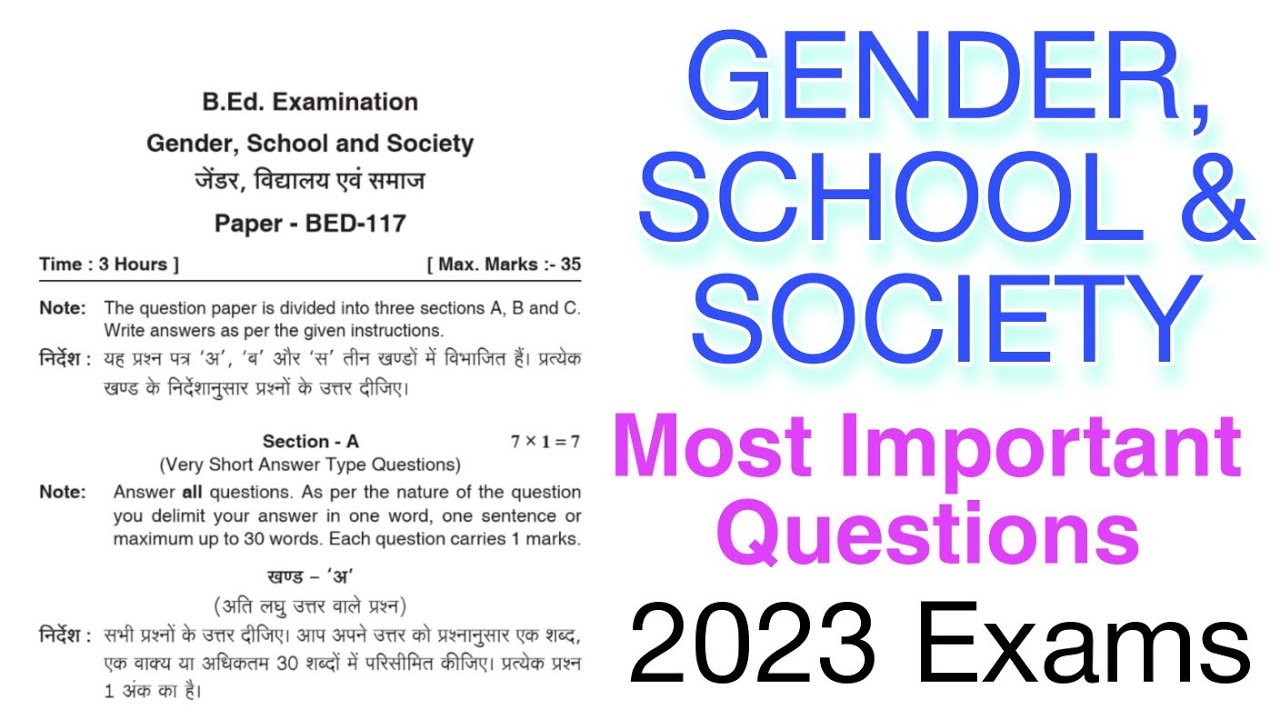 Gender School And Society Important Questions Gender School And