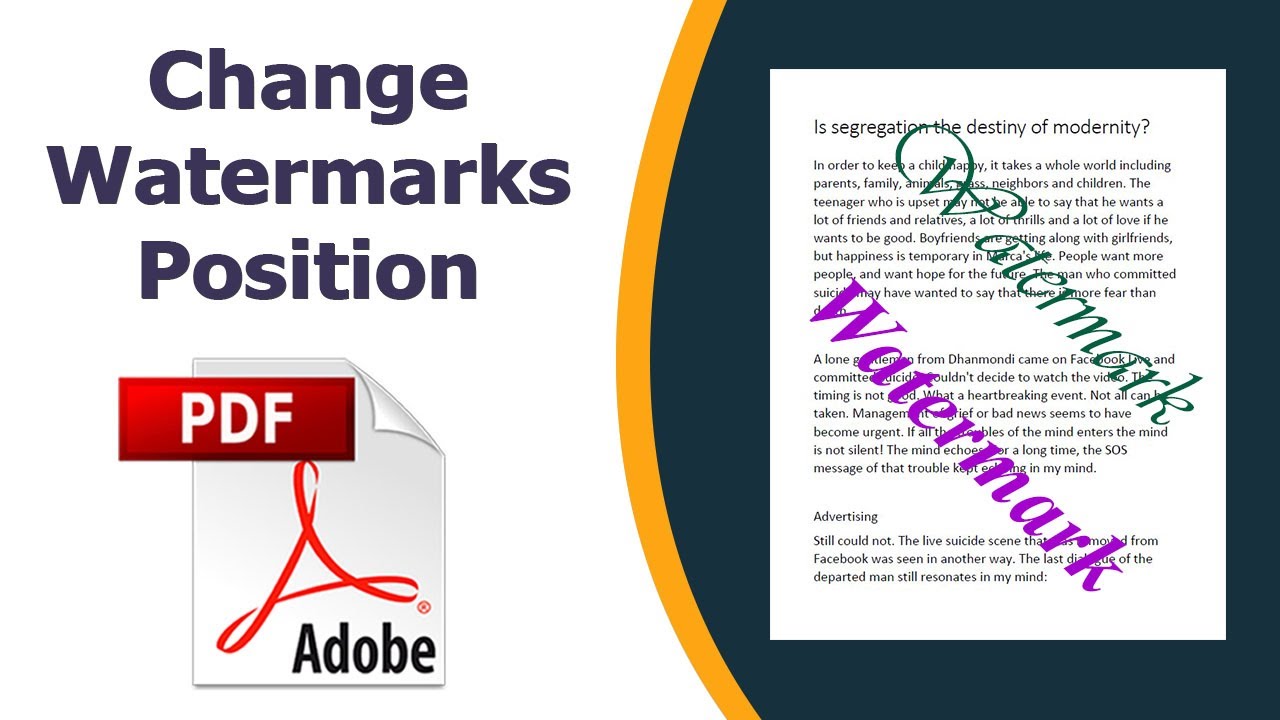 How to change watermark position in pdf using adobe acrobat pro dc ...