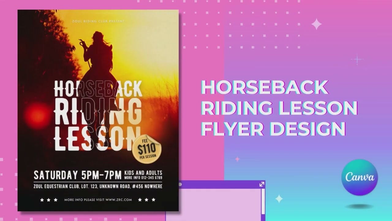 Easy Horseback Riding Lesson Flyer Design - YouTube