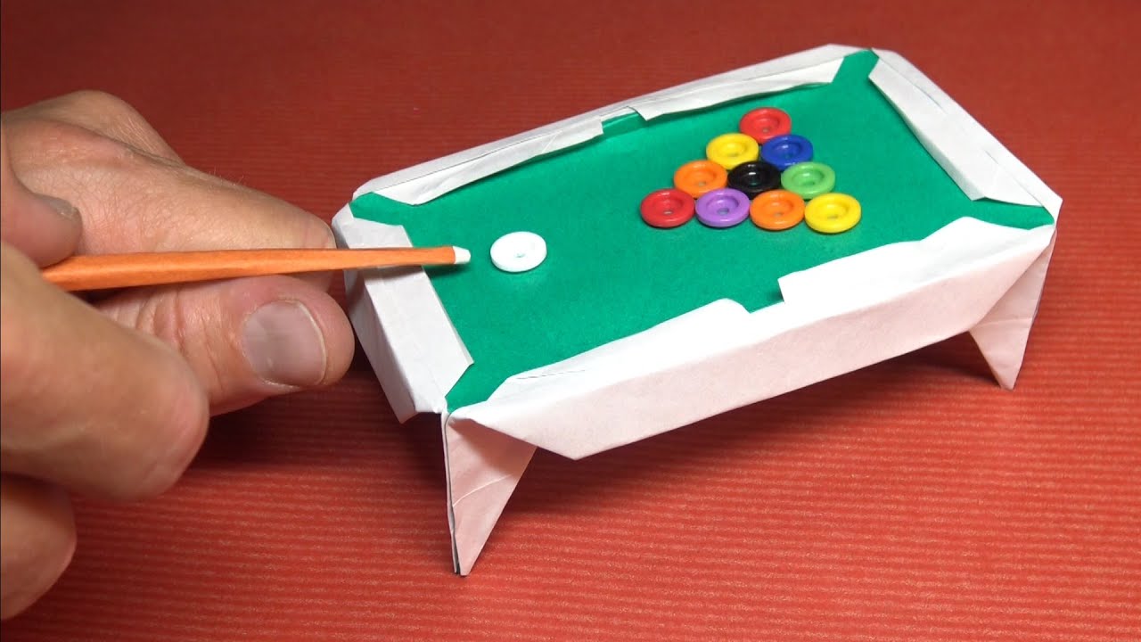 Make a Miniature Pool Table with Just Paper! Pure Origami! - YouTube