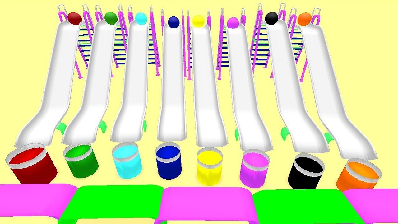 Learn color with Indoor Playground Slide Balls For Kids | 3D color Ball ...