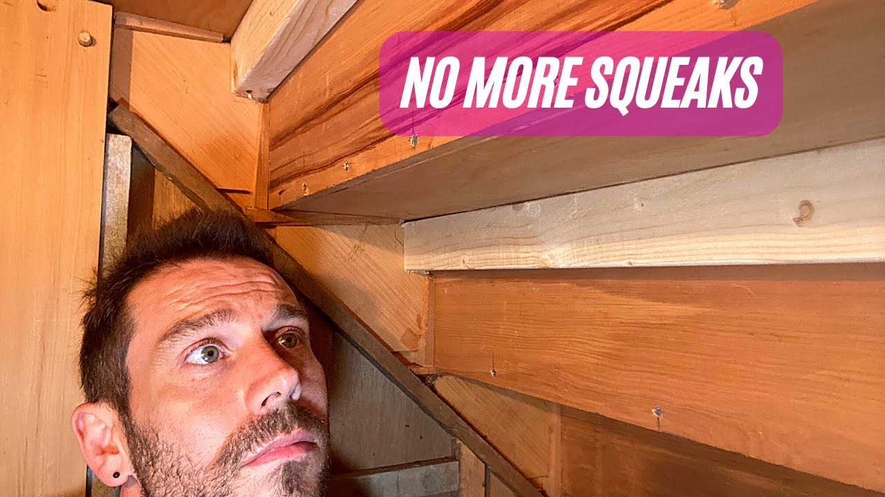 Squeaky Steps. Easy repair from below with timber and screws. - YouTube