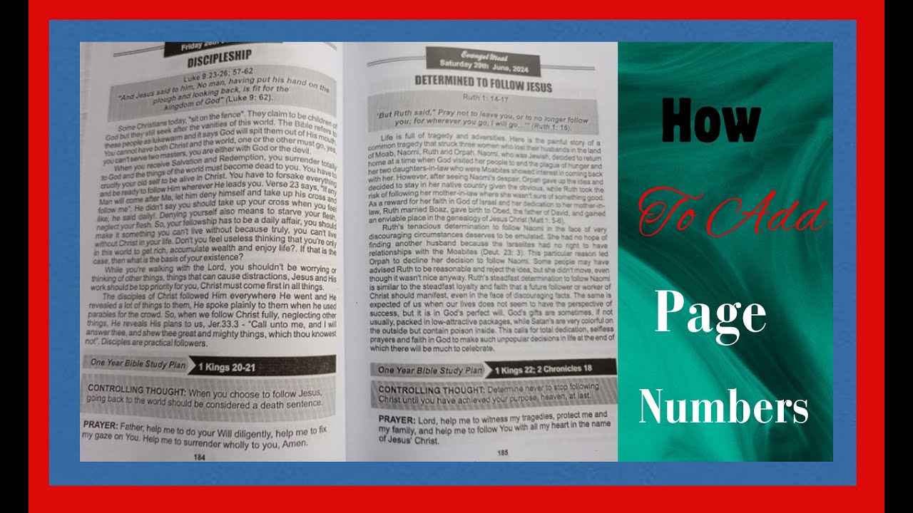 How to add Page Numbers To Your Book - YouTube