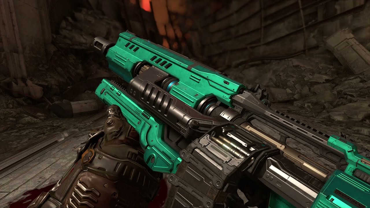 Teal Chrome Heavy Cannon showcase - DOOM Eternal - YouTube