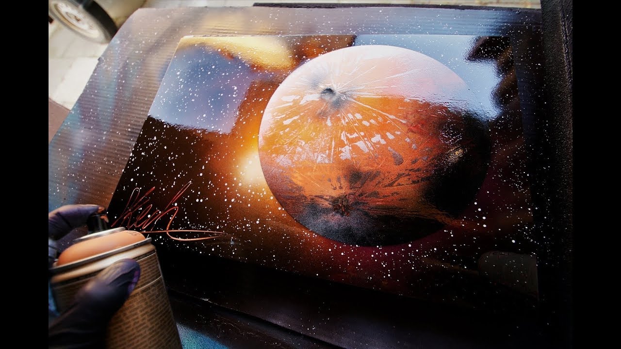 Crater planet SPRAY PAINT ART by Skech - YouTube