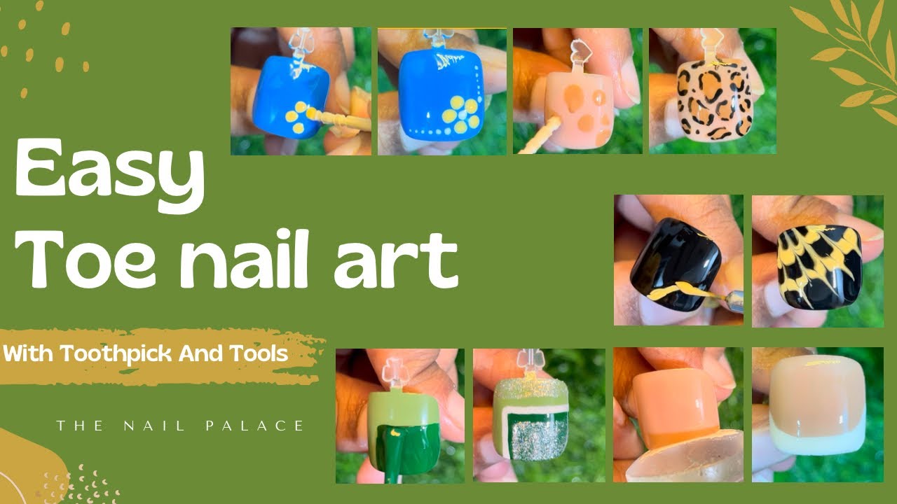 Easy Nail Art With Toothpick || Toe nail Art - YouTube