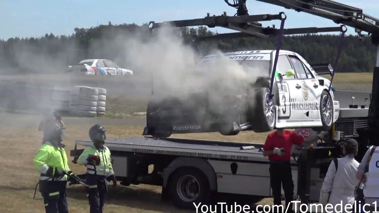 Mercedes-Benz AMG W202 DTM Catches Fire Warsteiner Oldtimer GP - YouTube