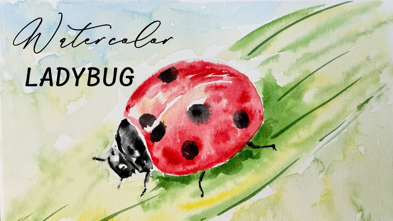 How to Paint Watercolor LADYBUG - Step by Step Tutorial - YouTube