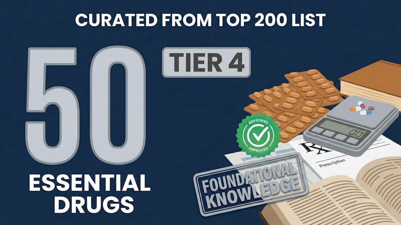 Top 200 Drugs Tier 4 | ESSENTIAL 50 Medications for the PTCB Exam Brand ...